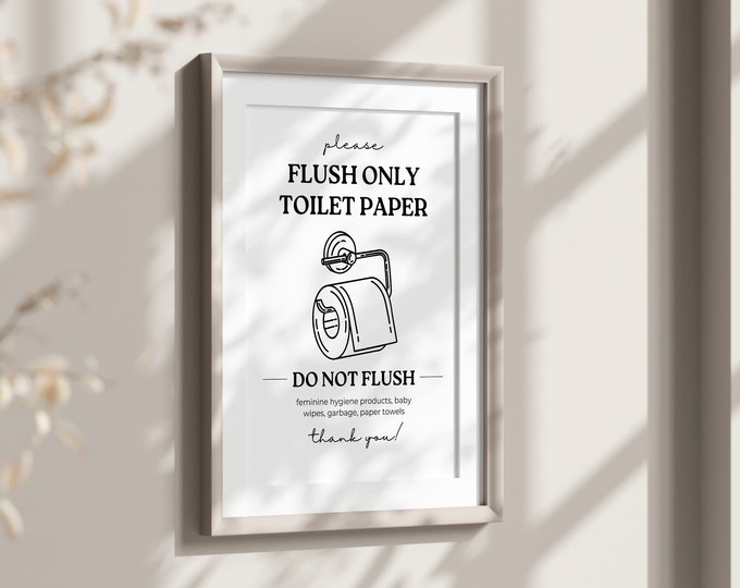 Septic Tank Bathroom Sign INSTANT PRINTABLE ~ Flush Only Toilet Paper ...