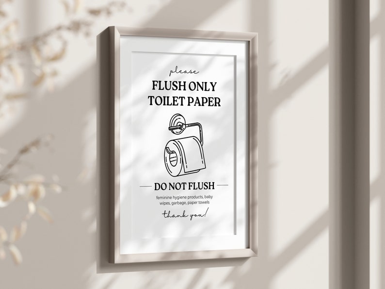Cute Flush Only Toilet Paper Printable Bathroom Sign, Many Sizes ...