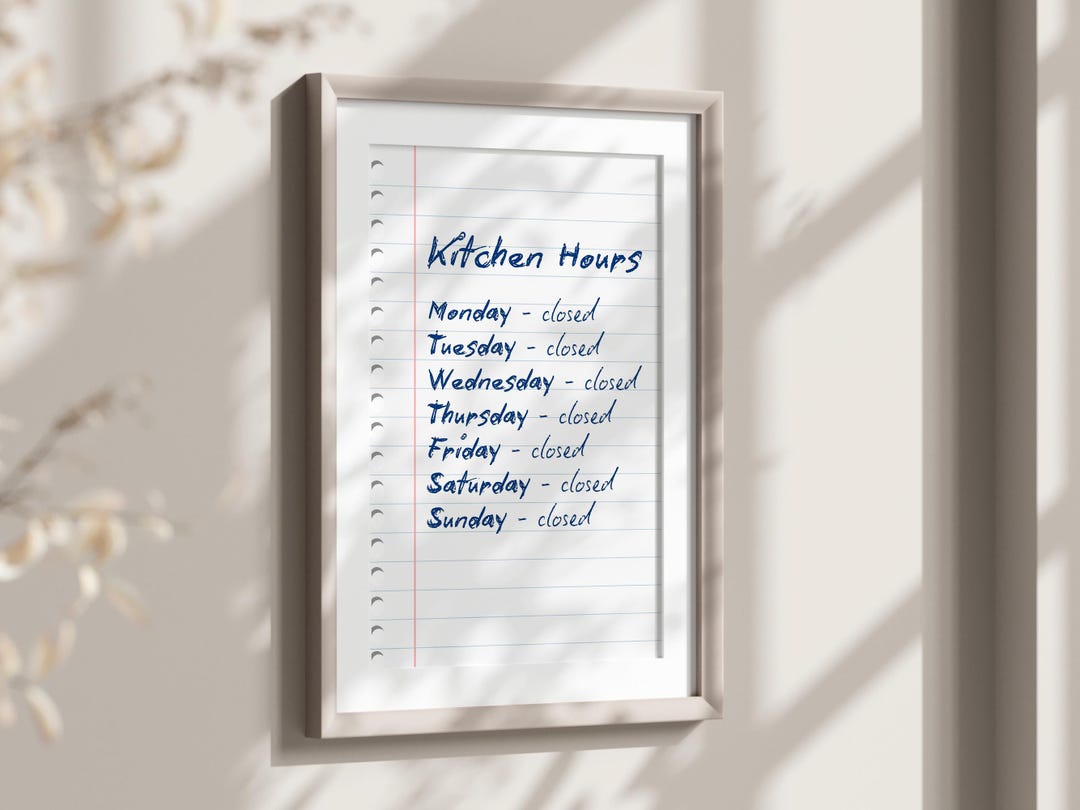 Kitchen Hours Funny Print, Dining Room Wall Art, Aesthetic Hallway ...