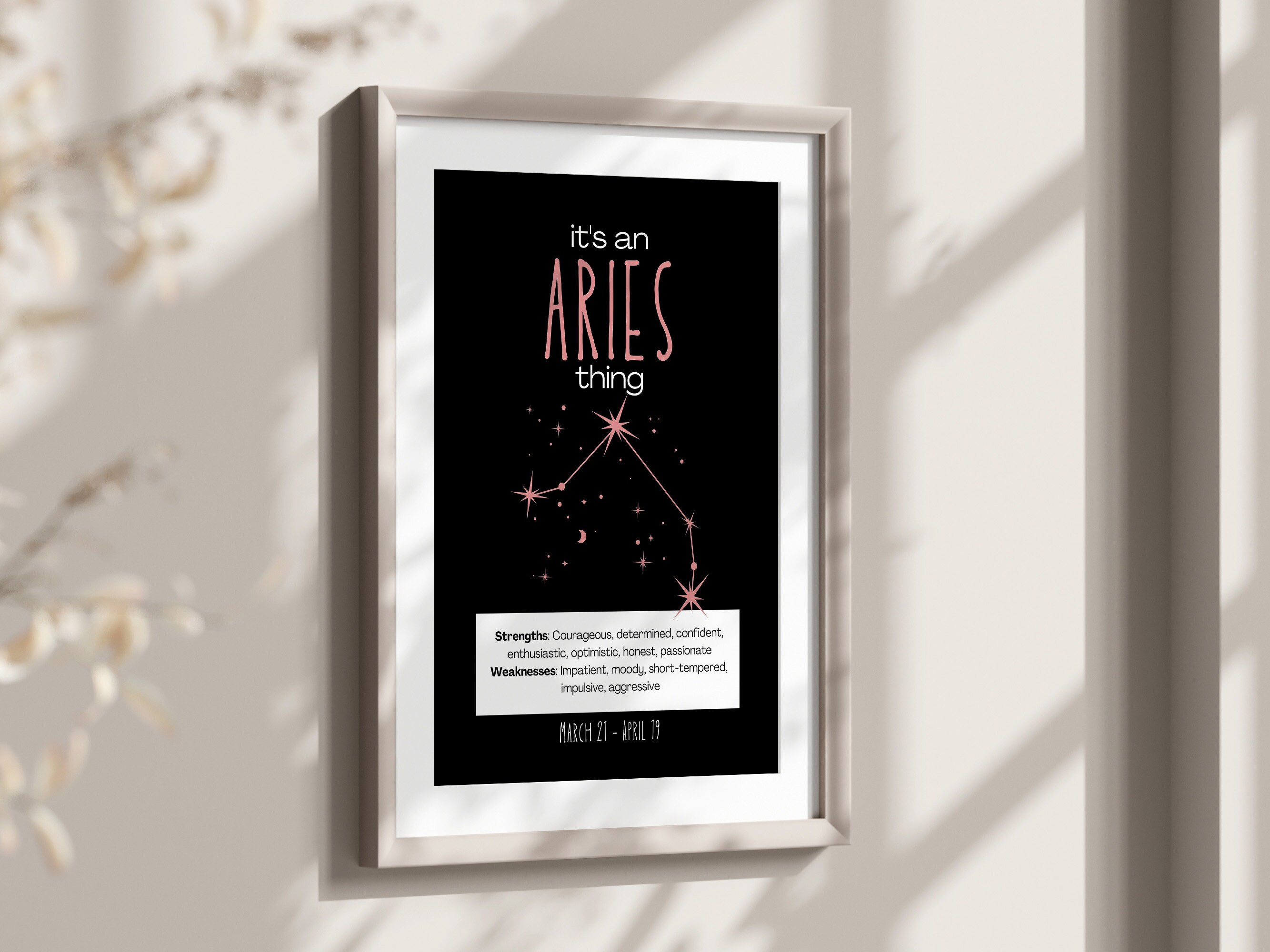 ARIES Star Sign Instant Download Print, Zodiac Art Printable, Spiritual ...
