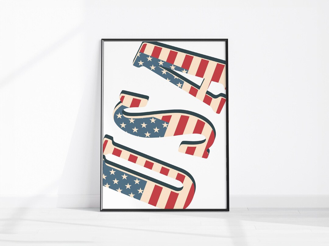 Trendy American Flag Wall Decor, Patriotic Stars and Stripes Typography ...