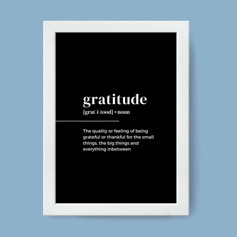 GRATITUDE Definition Print, Instant Download, Inspirational Printable ...