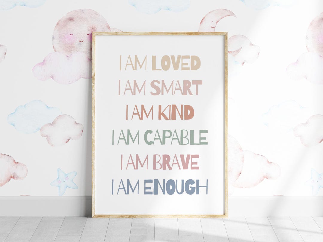 Printable Positive Affirmations for Kids, I Am Poster, Notes to Self ...