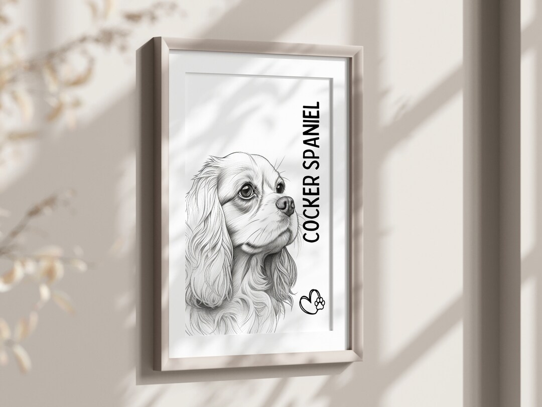 Cocker Spaniel Wall Art, Printable Spaniel Sketch, Dog Lover Gift ...