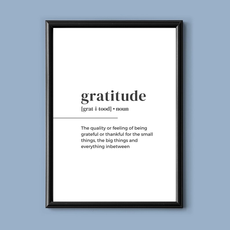 GRATITUDE Definition Print, Instant Download, Inspirational Printable ...