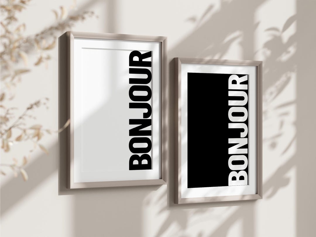 French Home Decor, French Wall Art Set of 2, Bonjour Art Prints ...