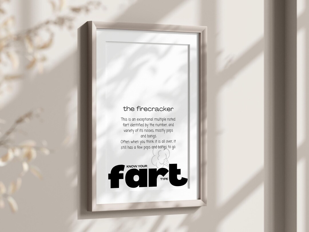 The Fire Cracker Funny Fart Definition, Rude Restroom Print, Farting ...