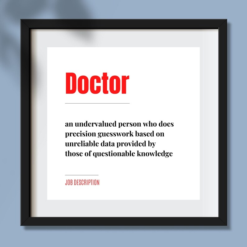 Funny DOCTOR Job Description, PRINTABLE Wall Art, DIGITAL Download, Fun ...