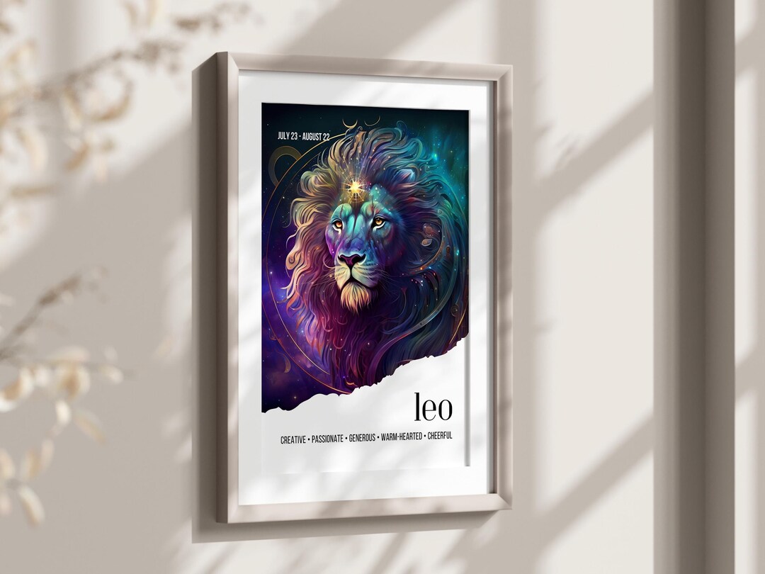LEO Poster, Zodiac Leo Print, Lion Wall Decor, Digital Download Print ...