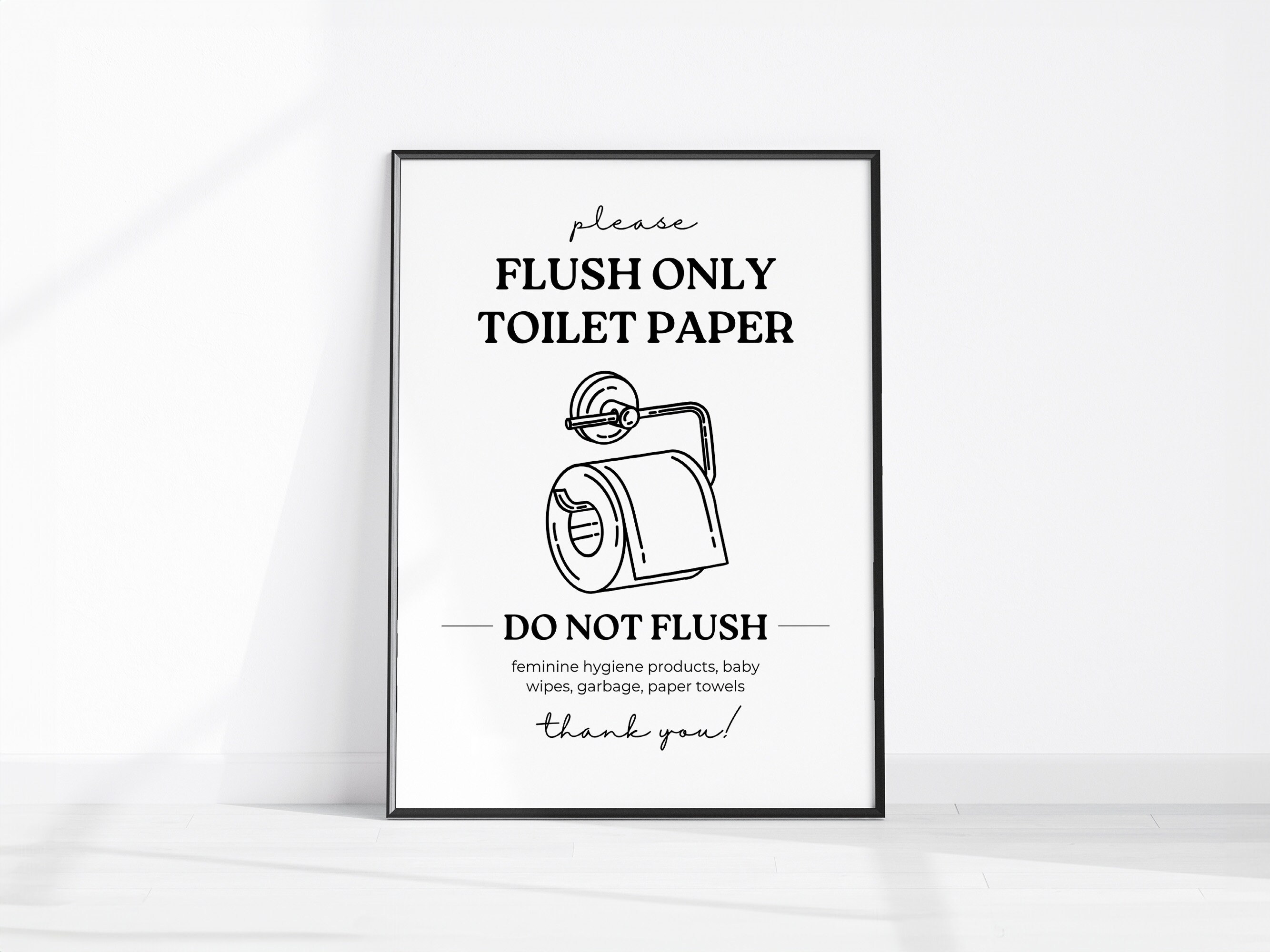 Cute Flush Only Toilet Paper Printable Bathroom Sign, Many Sizes ...
