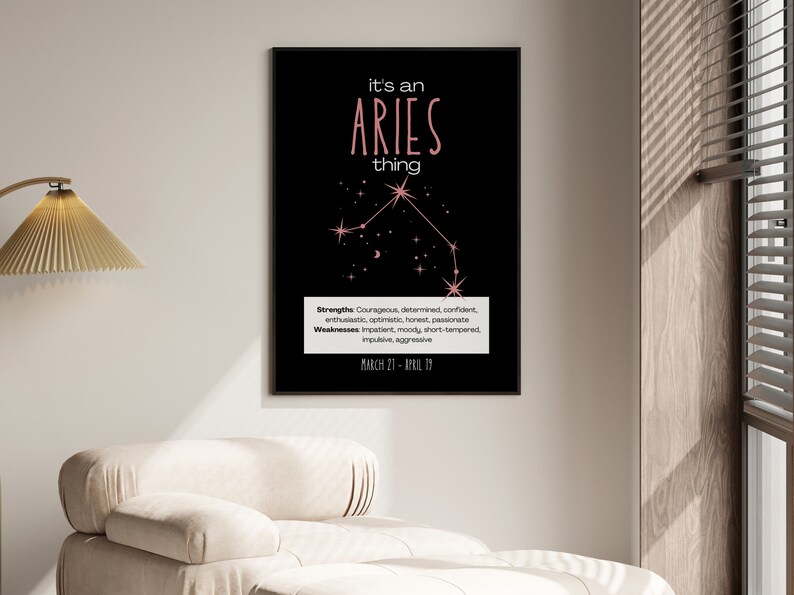 ARIES Star Sign Instant Download Print, Zodiac Art Printable, Spiritual ...