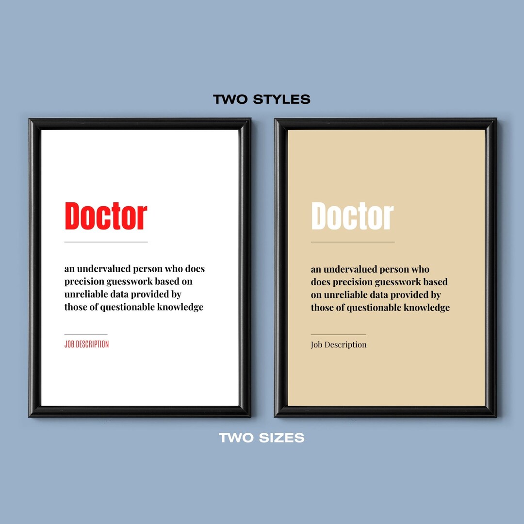 Funny DOCTOR Job Description, PRINTABLE Wall Art, DIGITAL Download, Fun ...
