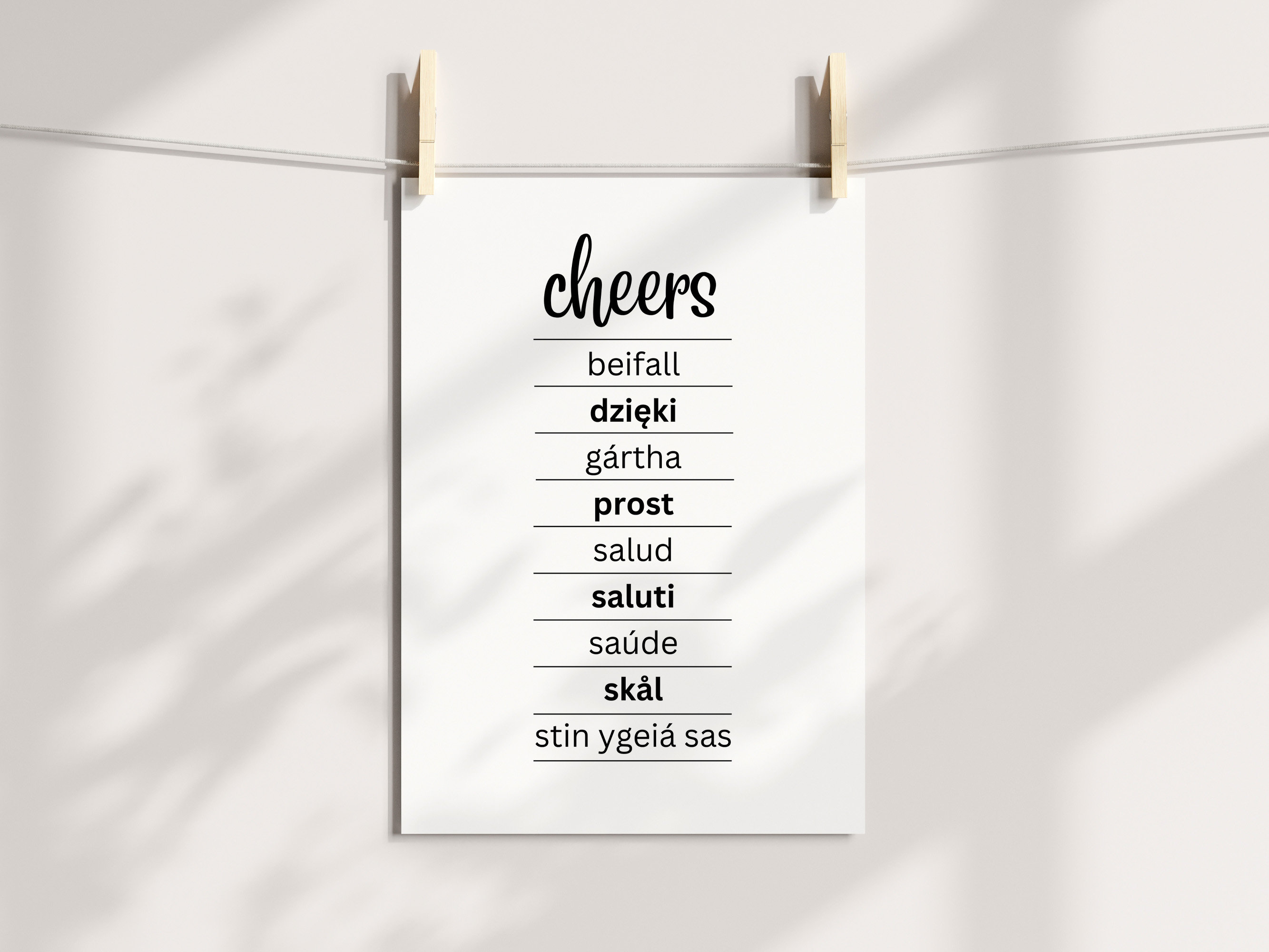 Cheers in Different Languages Printable Art, Cheers Sign, Bar Cart Décor, Bar Cart Print, Party ...