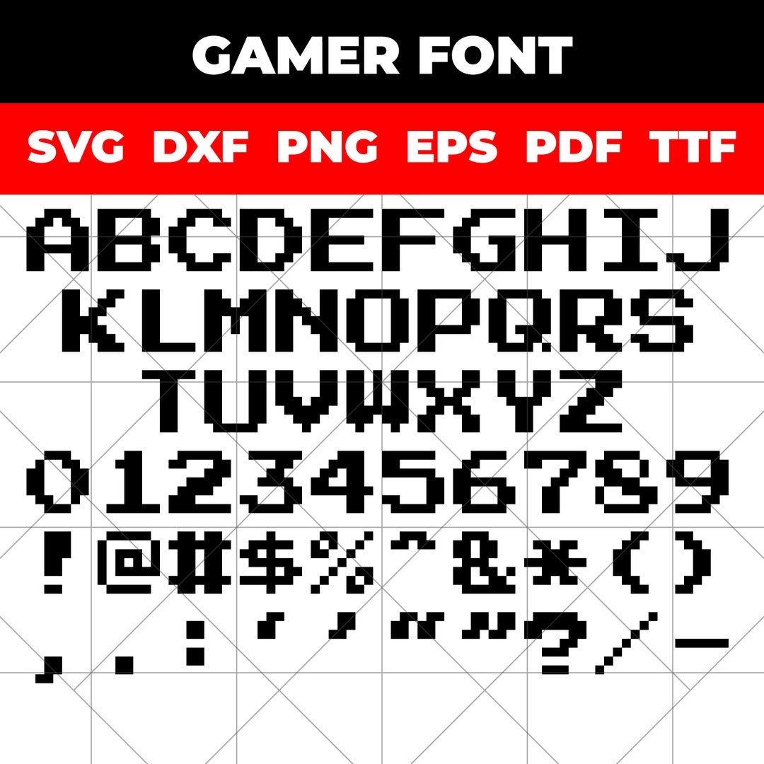 Gamer Font SVG Video Game 8-bit Font TTF Svg Dxf Png - Etsy