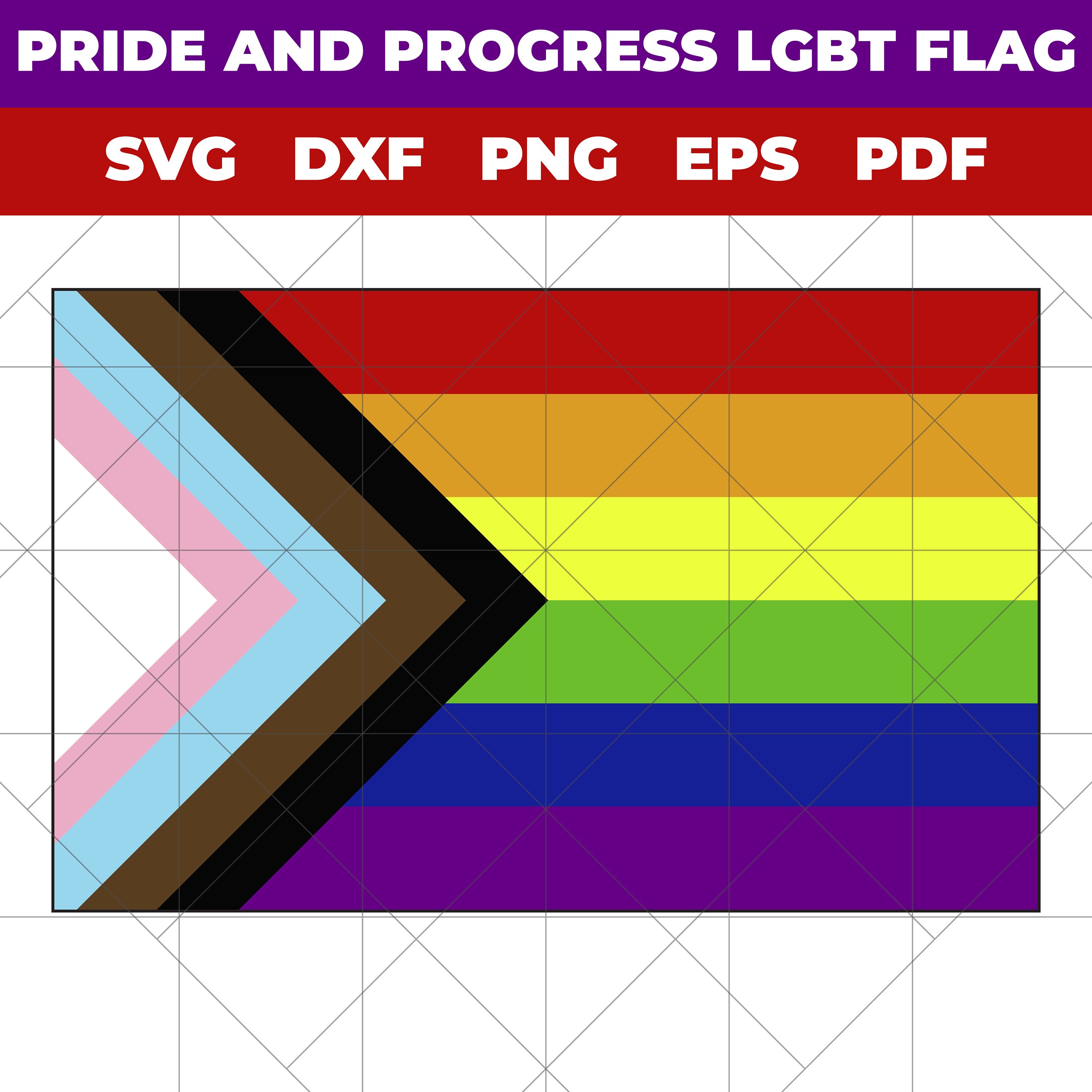 Progress Pride Flag Heart SVG pdf png dxf dwg pattern LGBTQ fiber arts ...