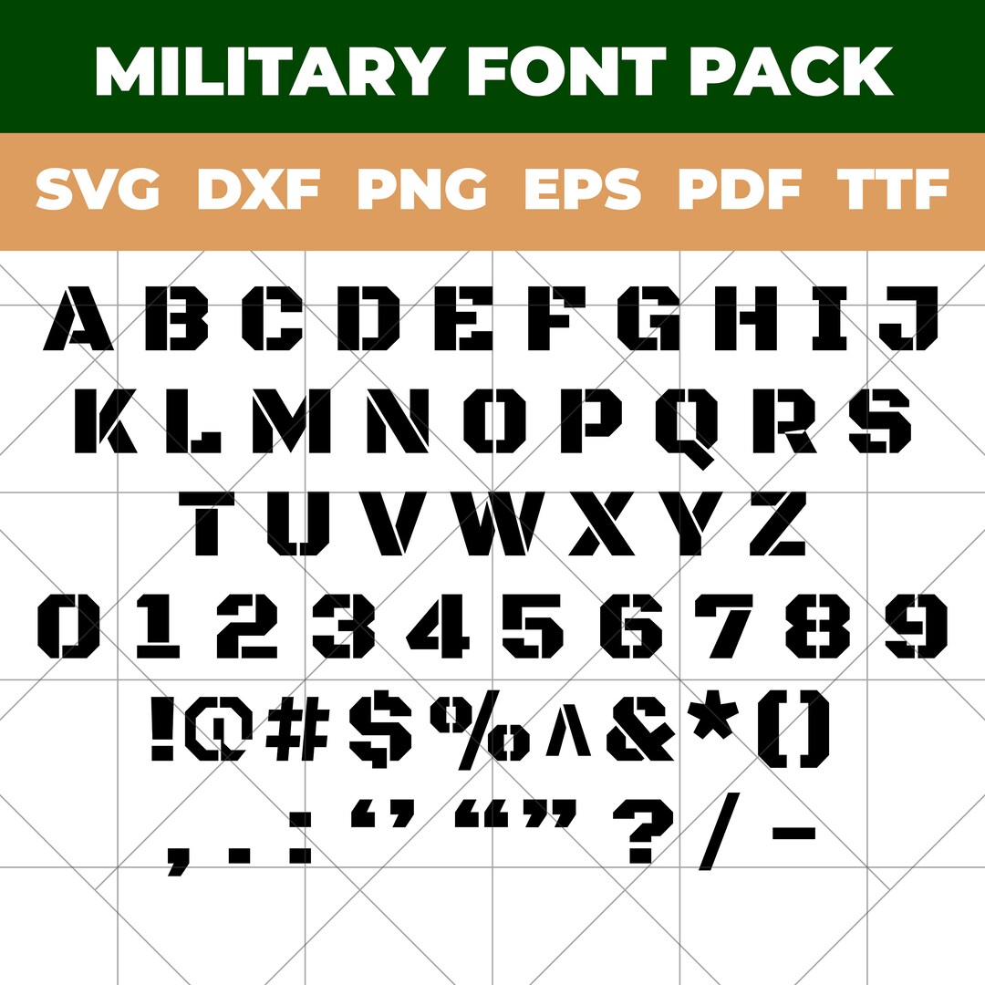 Stencil Font SVG Military Font SVG Army TTF Svg Dxf Png - Etsy Hong Kong