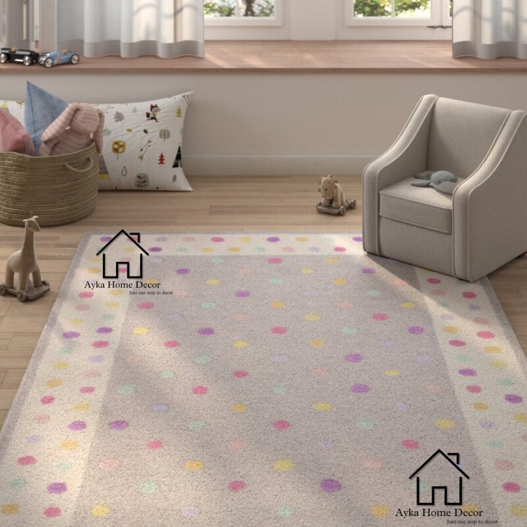 Floor & Rugs Ayka Multi Colour Spot Hand Tufted 100% Pure Woolen Area ...