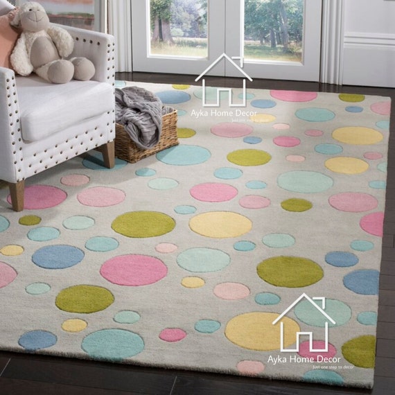 Floor & Rugs Ayka Multi Colour Spot Hand Tufted 100% Pure Woolen Area ...