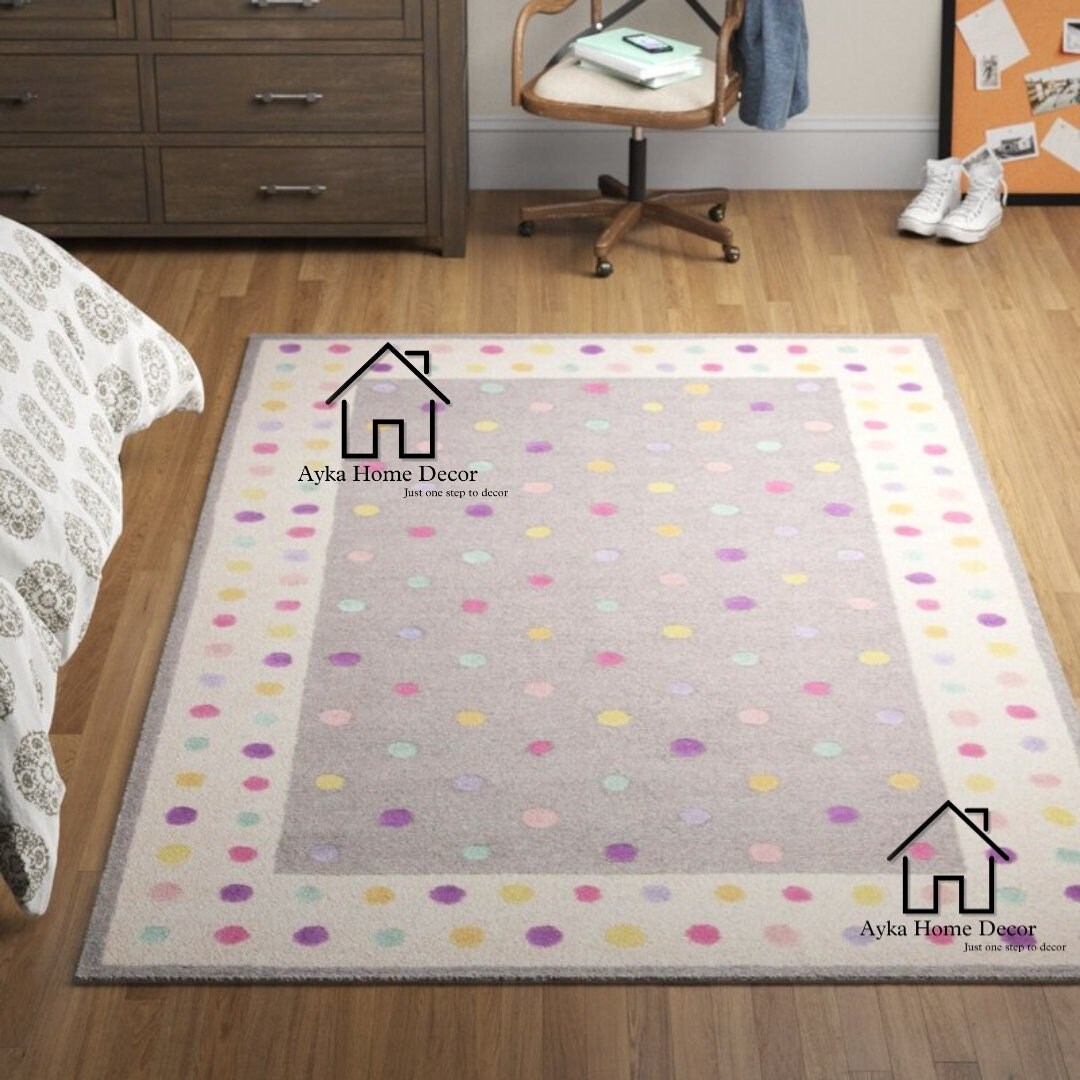 Floor & Rugs Ayka Multi Colour Spot Hand Tufted 100% Pure Woolen Area ...