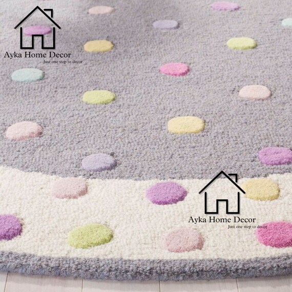 Floor & Rugs Ayka Multi Colour Spot Hand Tufted 100% Pure Woolen Area ...