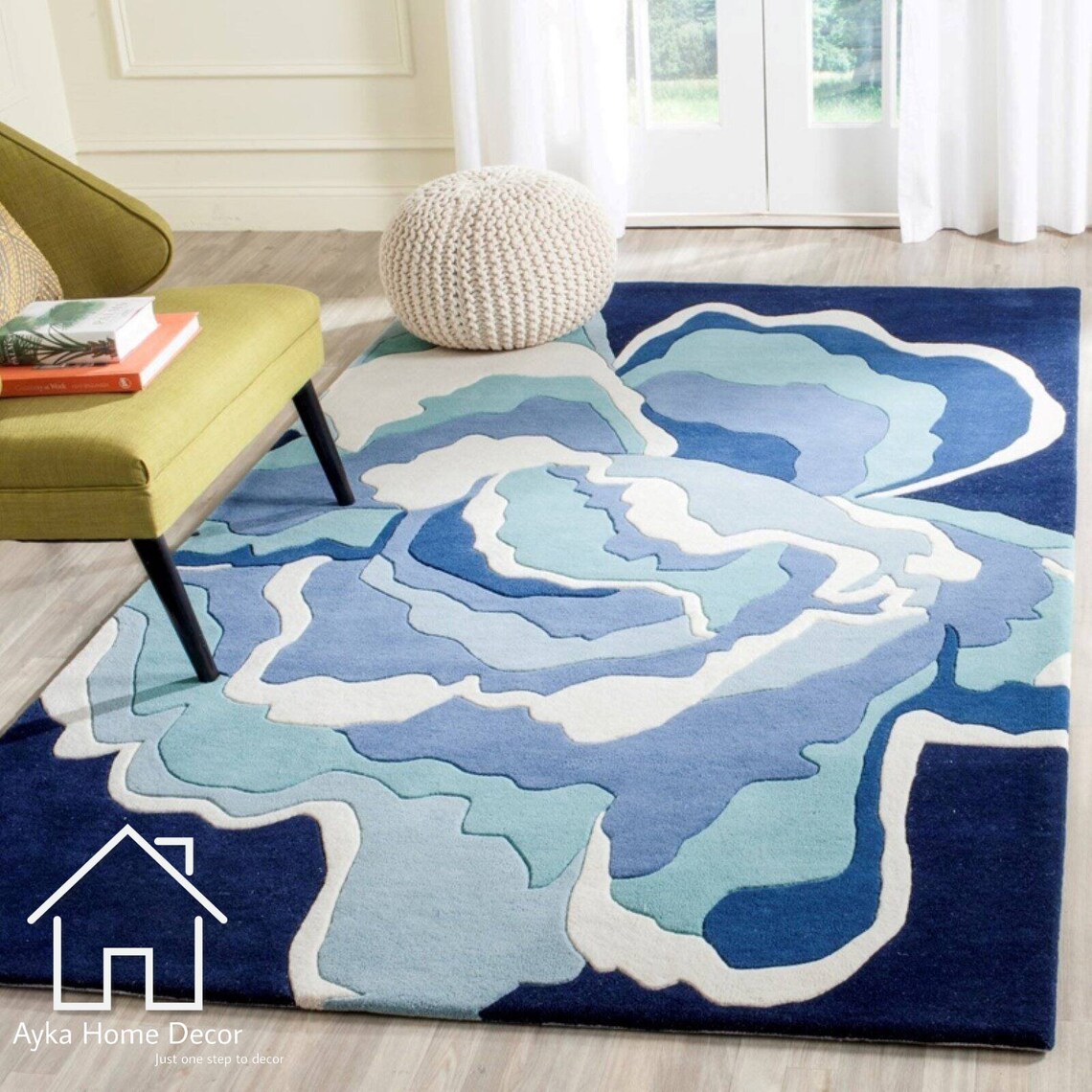 Modern Multi Navy Hand Tufted Rug 100% Woolen Area Rug for - Etsy