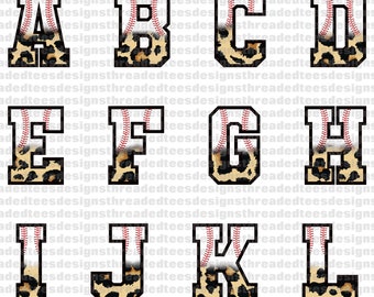 Leopard Baseball Font - Etsy