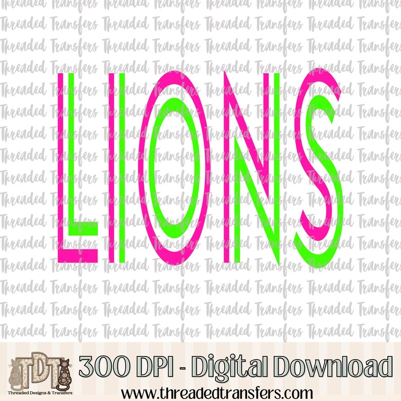 Vibrant Lions Mascot Typography Design | Digital Download | PNG File ...