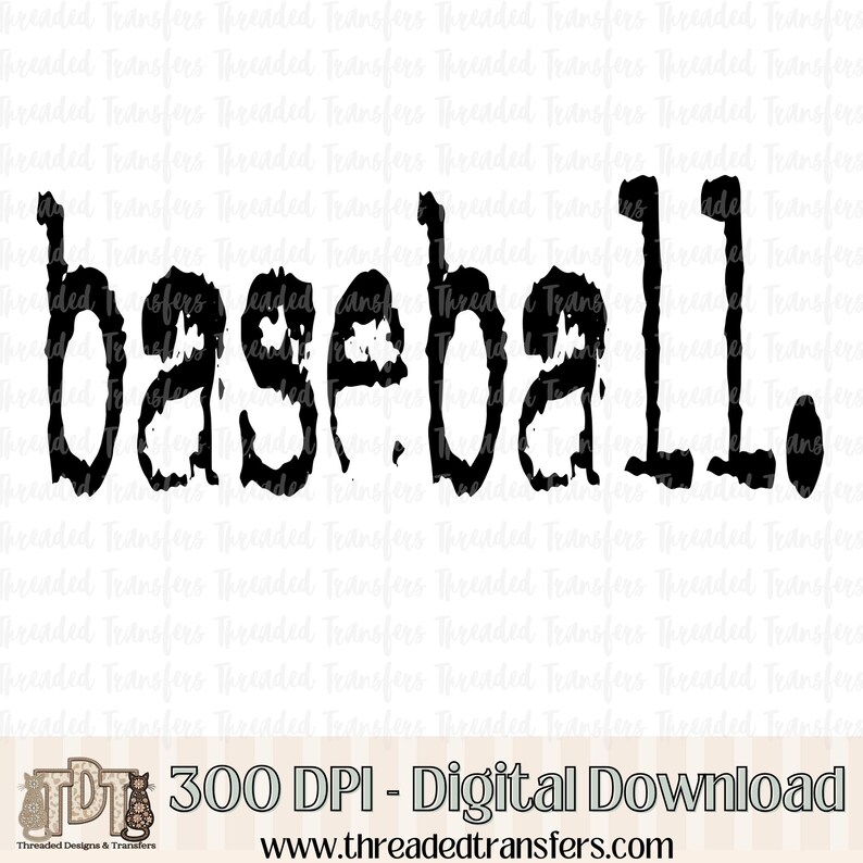 Baseball Typography Design | Digital Download | PNG File | Retro ...