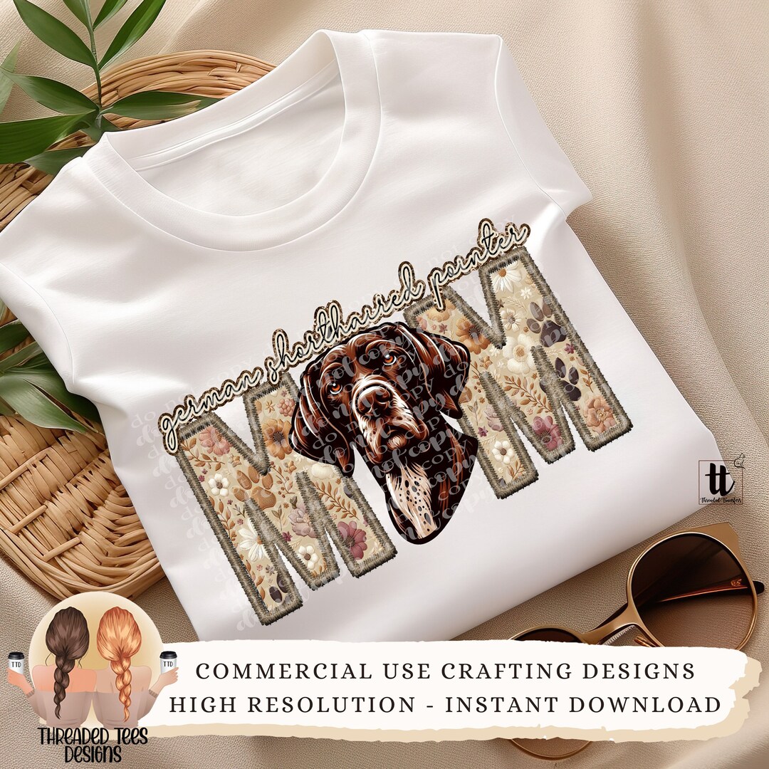 German Shorthaired Pointer Mom Faux Embroidery & Sparkles digital ...