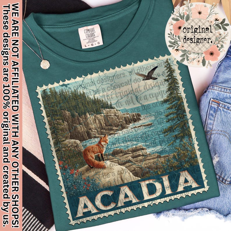 Acadia Stamp Design | Digital Download | PNG File | National Park Trail ...