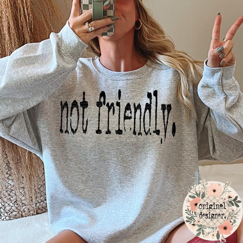 Not Friendly Typography Design | Digital Download | PNG File | Retro ...