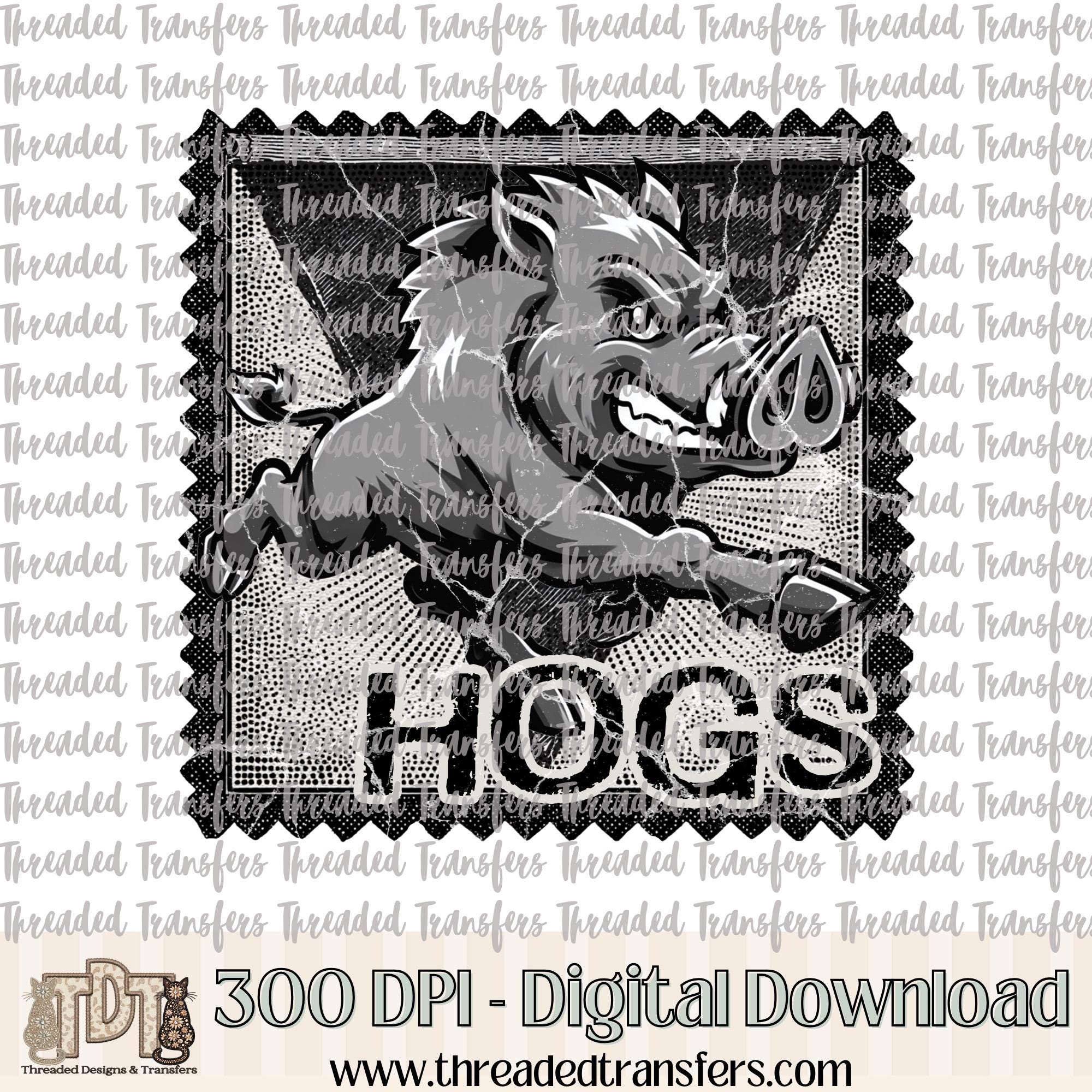 Hogs Mascot Stamp Design | Digital Download | PNG File | Sublimation ...
