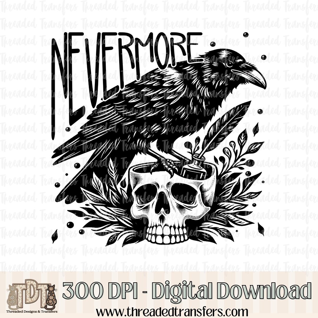 Raven Skull Design Digital Download PNG File Sublimation Design DTF ...