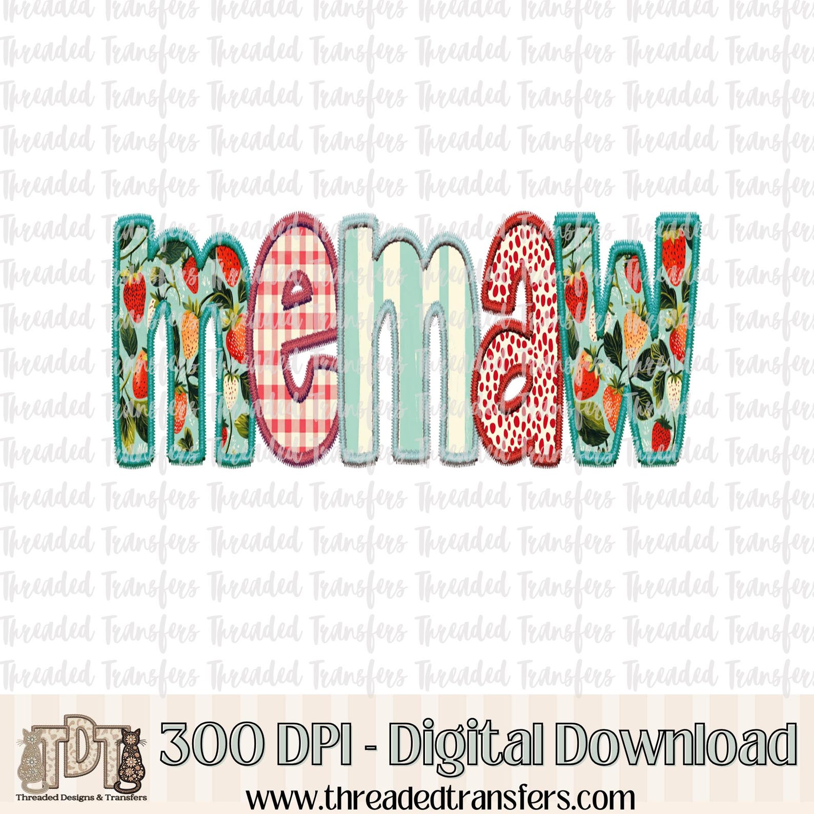 Memaw Strawberry Print Design | Digital Download | PNG File ...