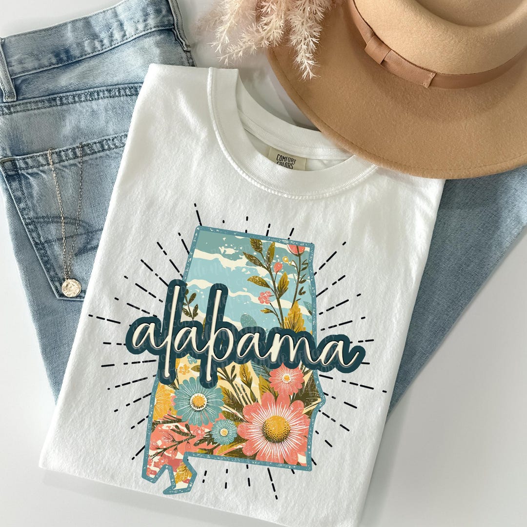 Alabama Retro Floral State Design | Digital Download | PNG File ...