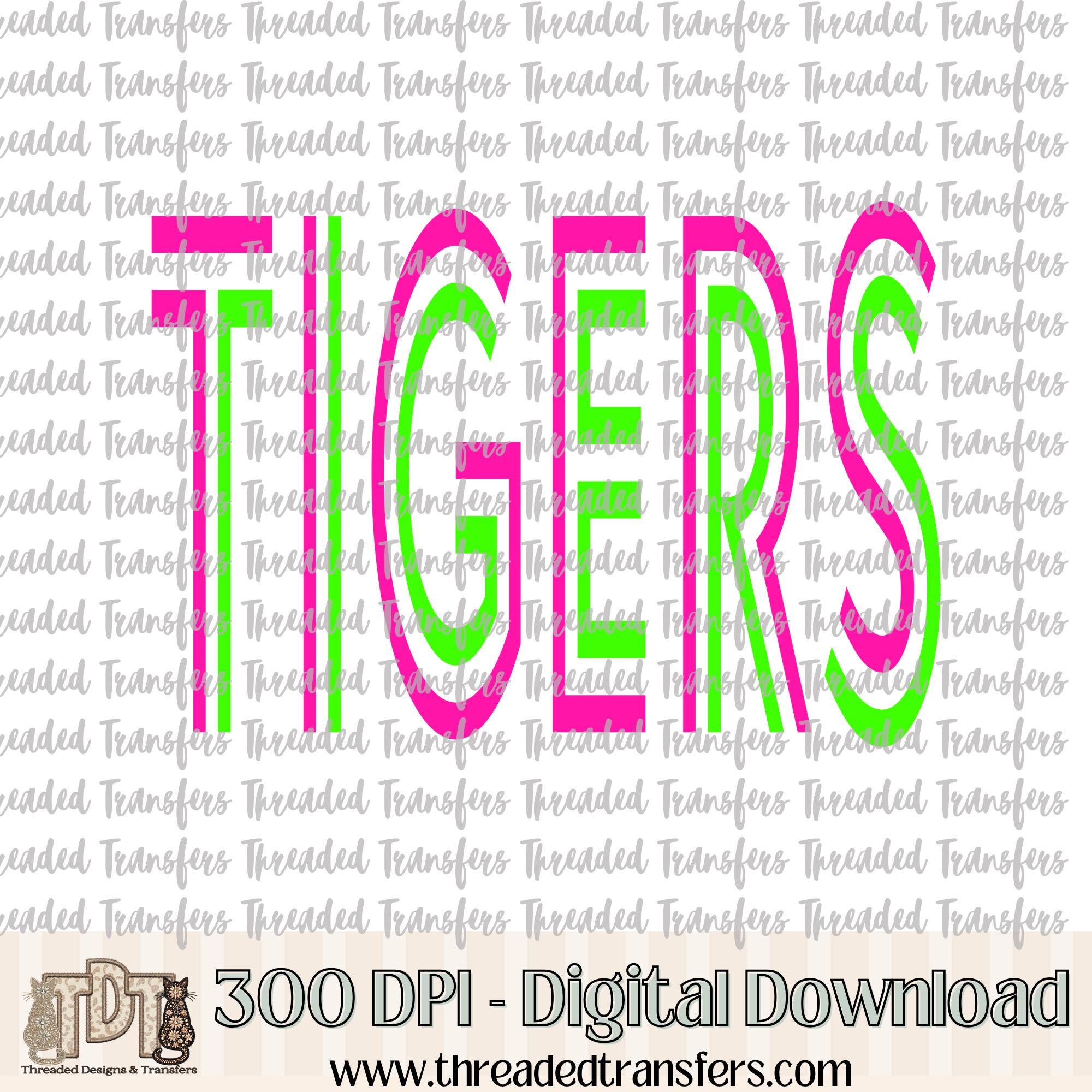 Vibrant Tigers Mascot Typography Design | Digital Download | PNG File ...