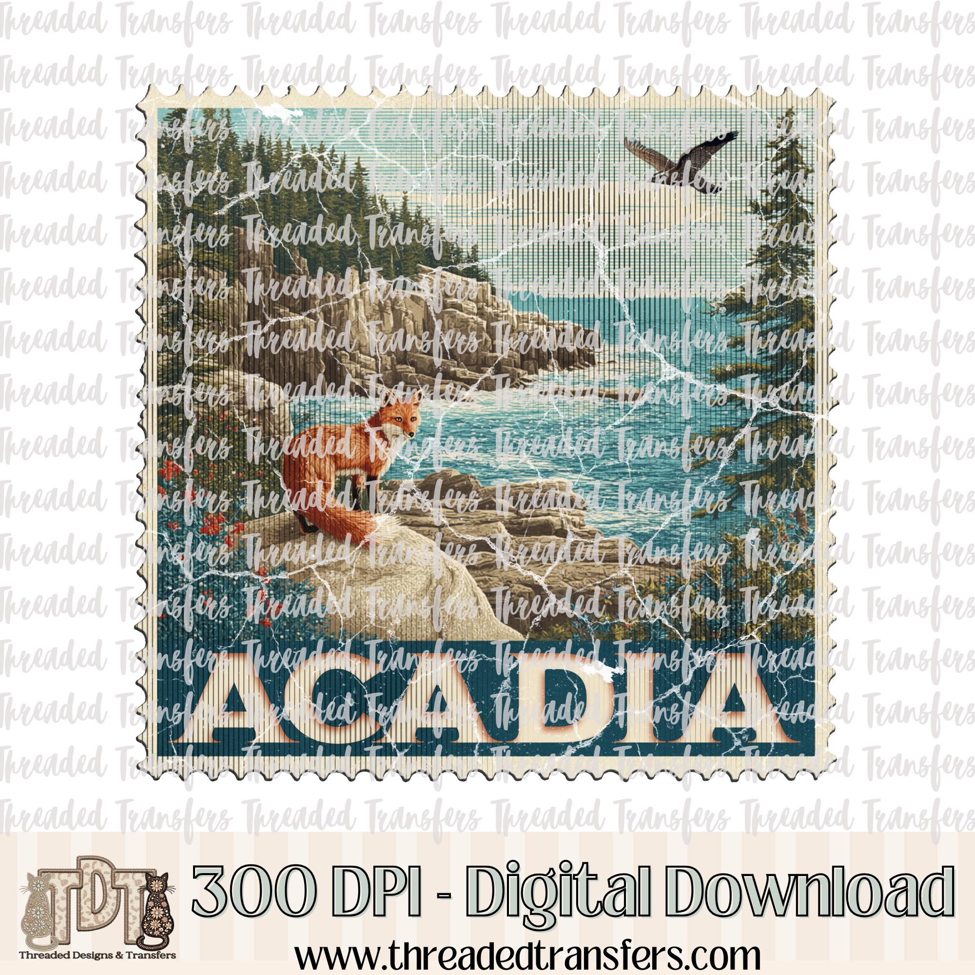 Acadia Stamp Design | Digital Download | PNG File | National Park Trail ...