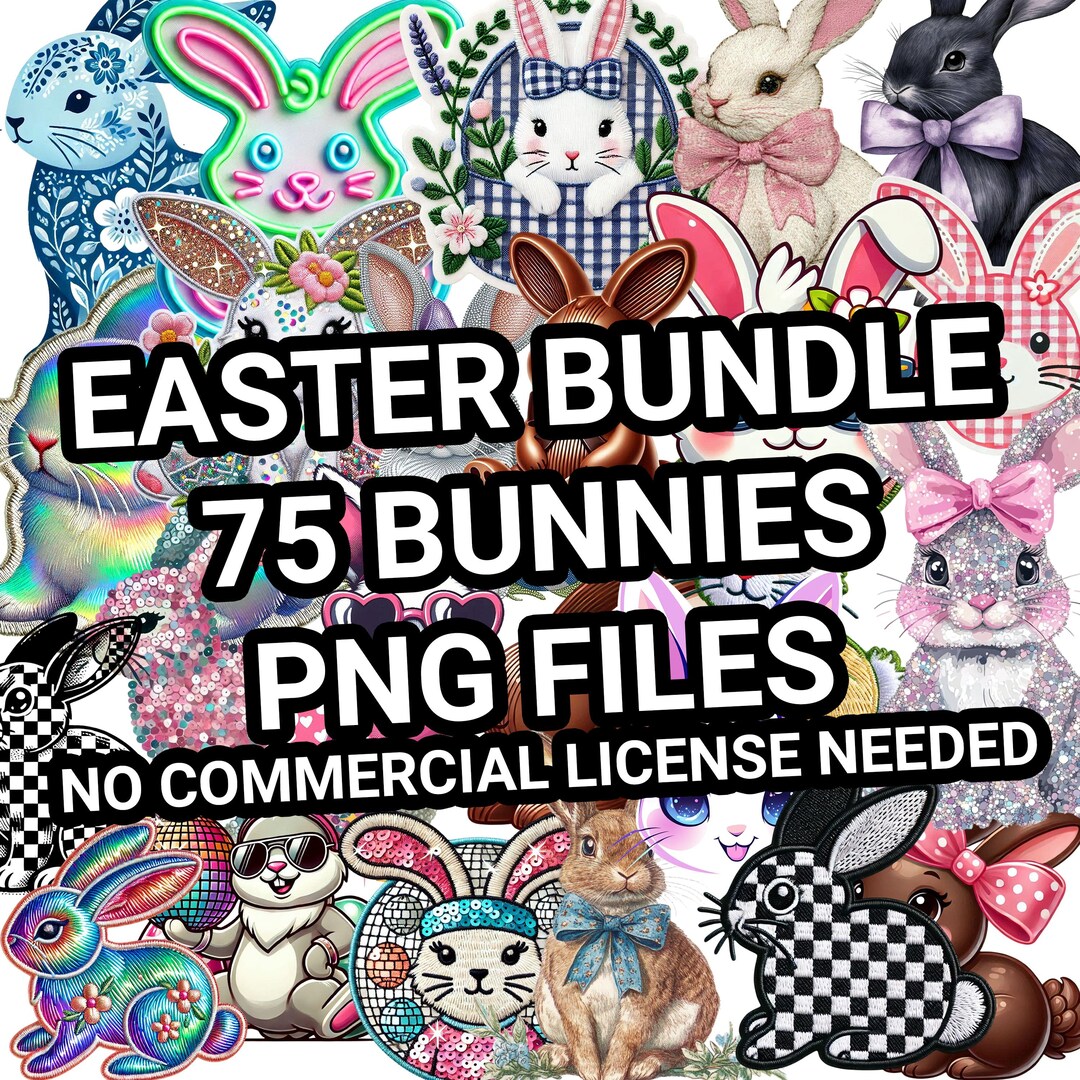 Easter Bunny Clipart PNG Bundle Digital Download | 75 PNG Files ...