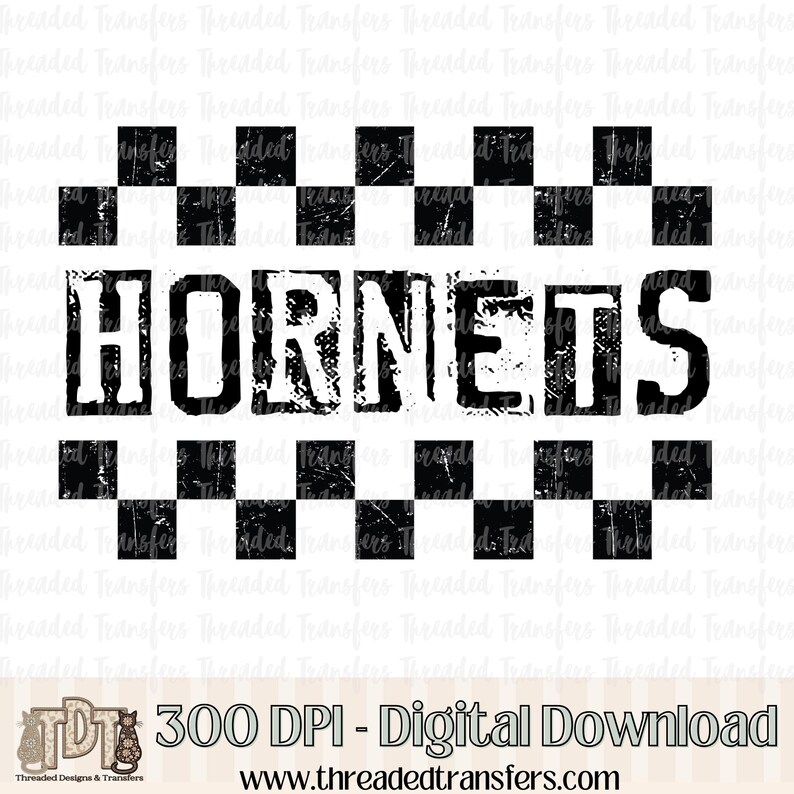 Hornets Retro Checker Mascot Design | Digital Download | PNG File ...