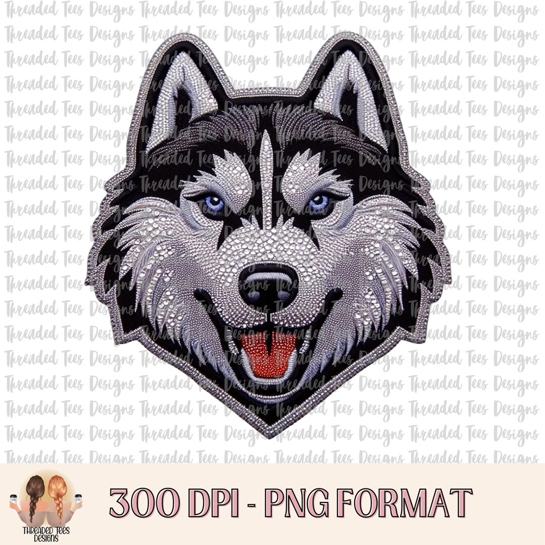 Sparkly Husky Faux Rhinestone & Faux Embroidery Design Digital Download ...