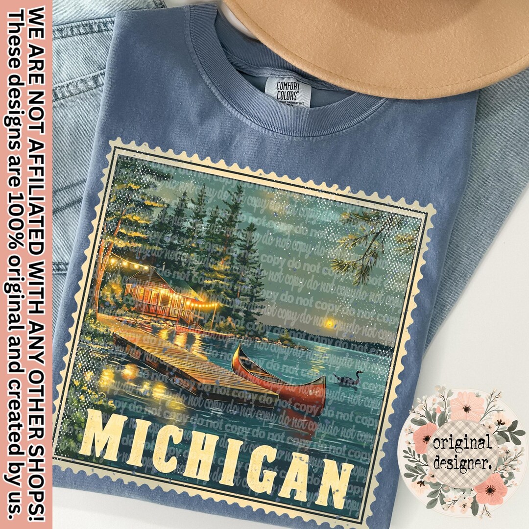 Michigan Stamp State Design | Digital Download | PNG File | Distressed ...