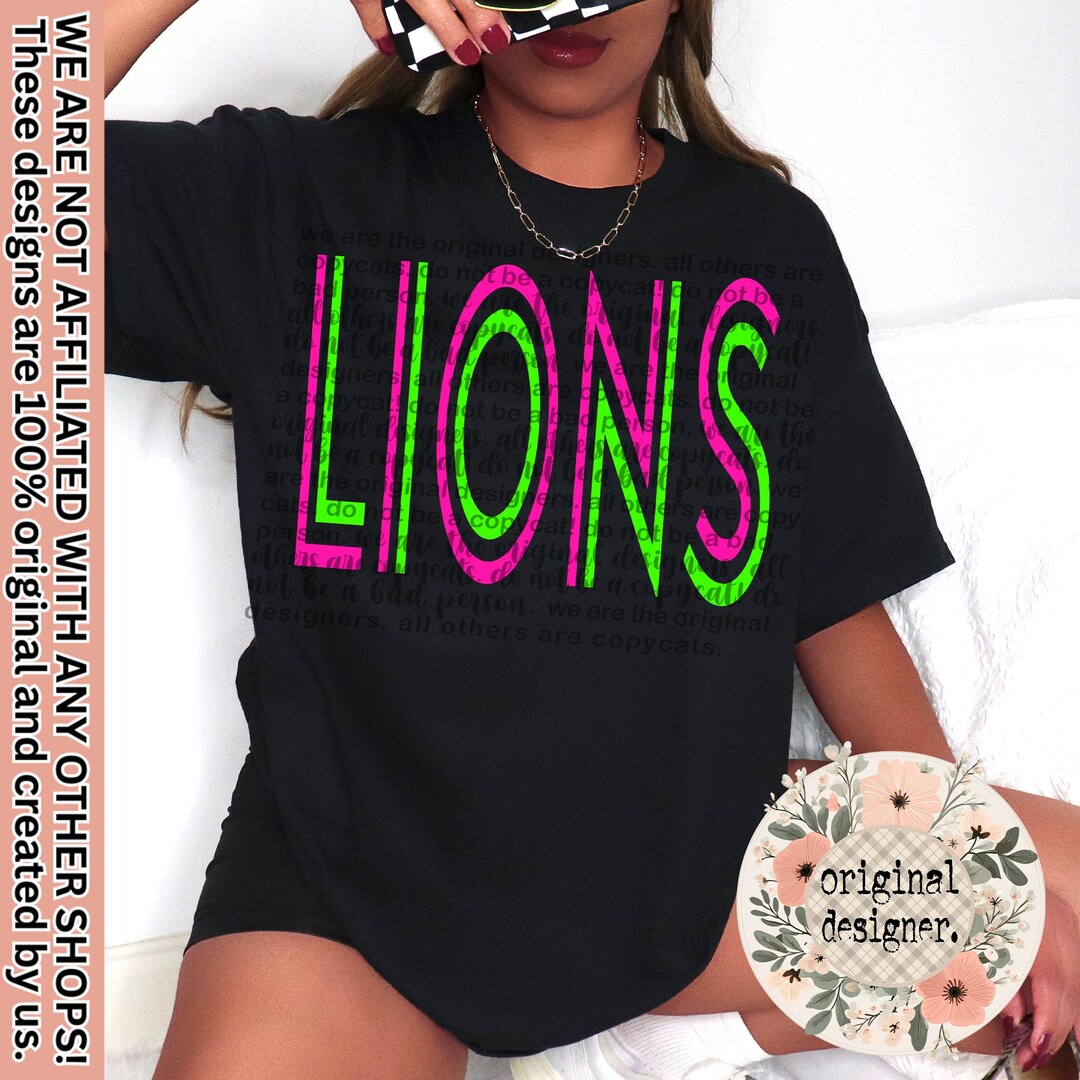 Vibrant Lions Mascot Typography Design | Digital Download | PNG File ...