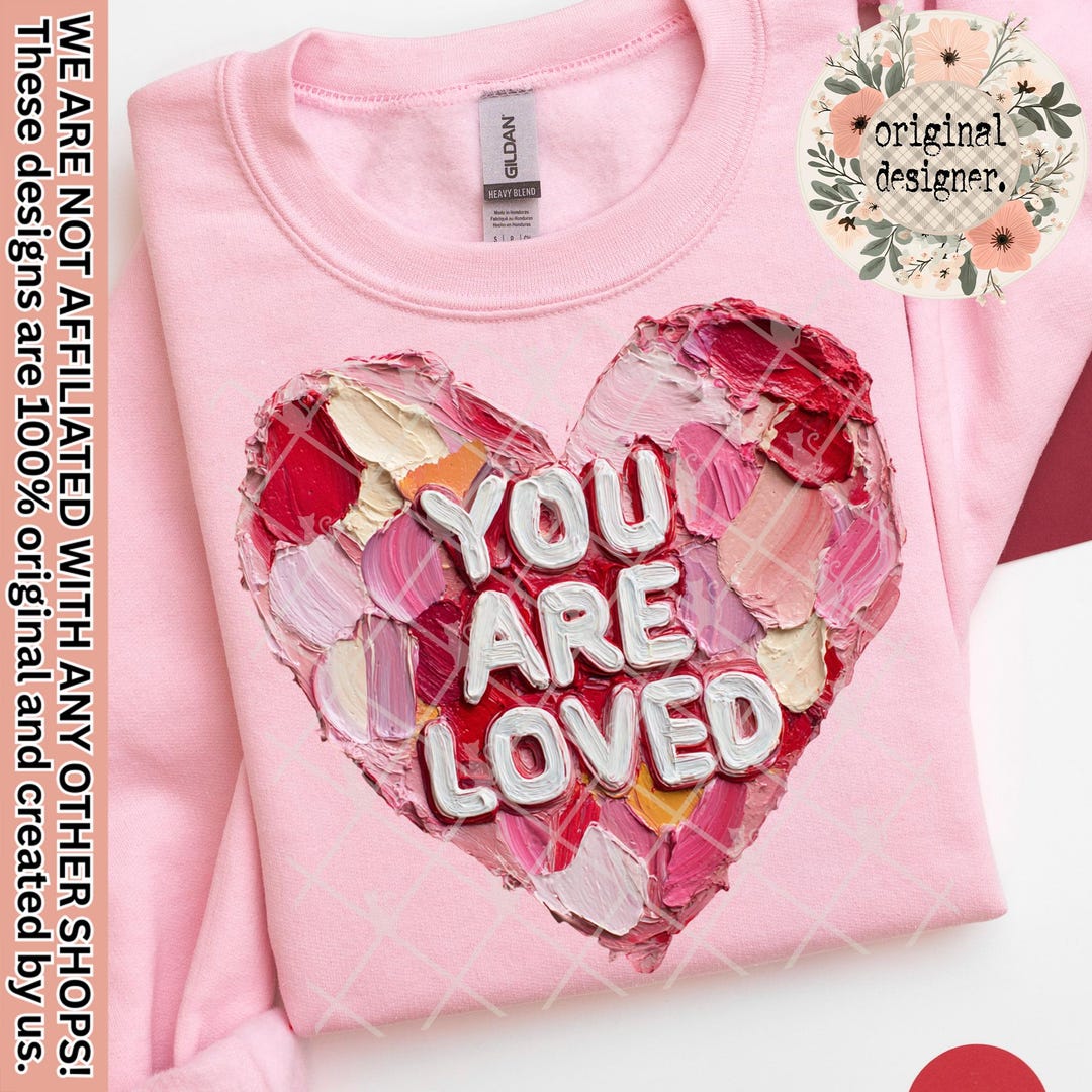 You Are Loved Hand Painted Heart Word Design | Digital Download | PNG ...
