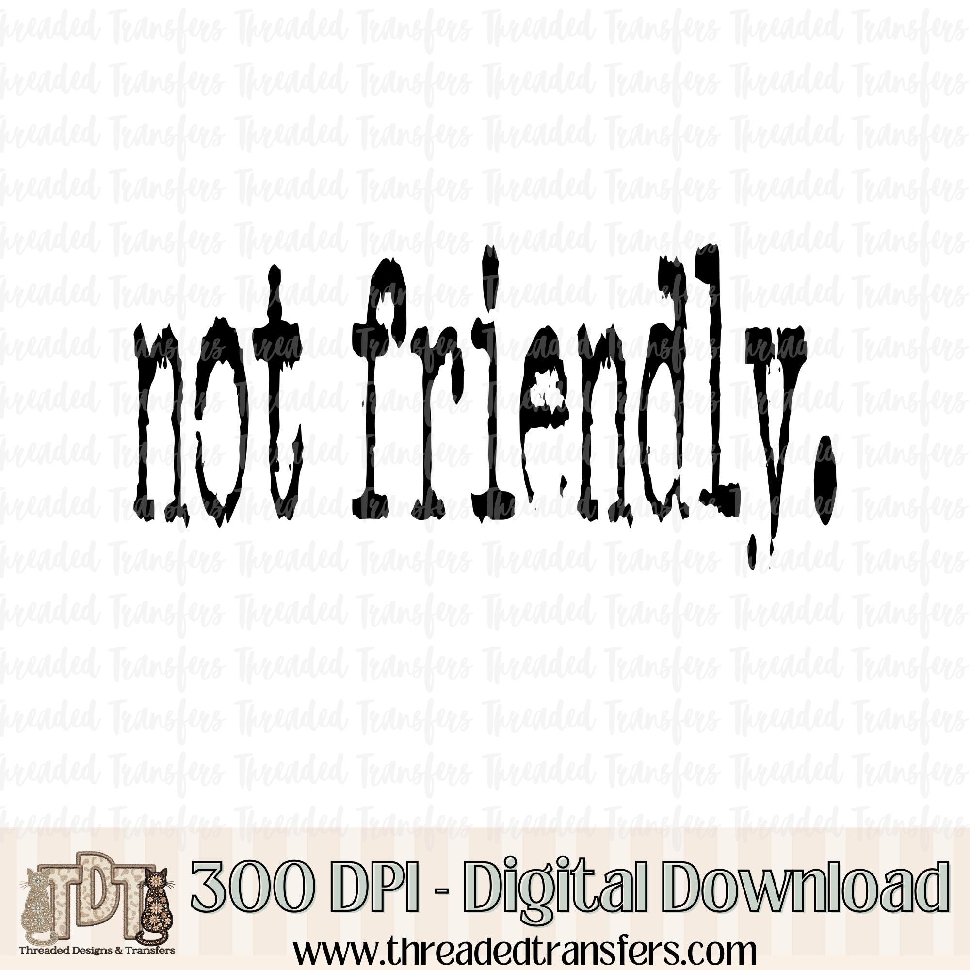 Not Friendly Typography Design | Digital Download | PNG File | Retro ...
