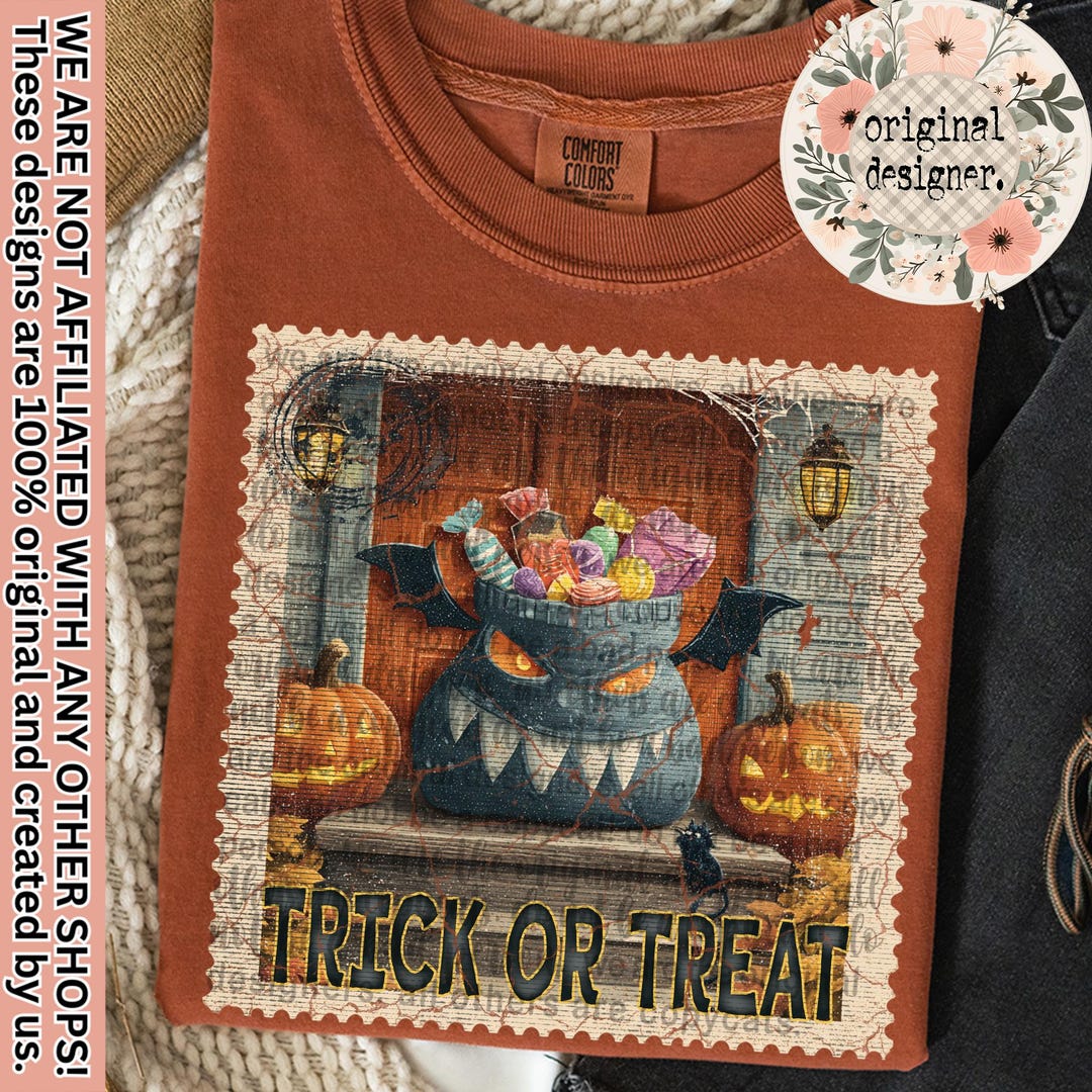 Trick or Treat Stamp Vintage Horror Design | Digital Download | PNG ...