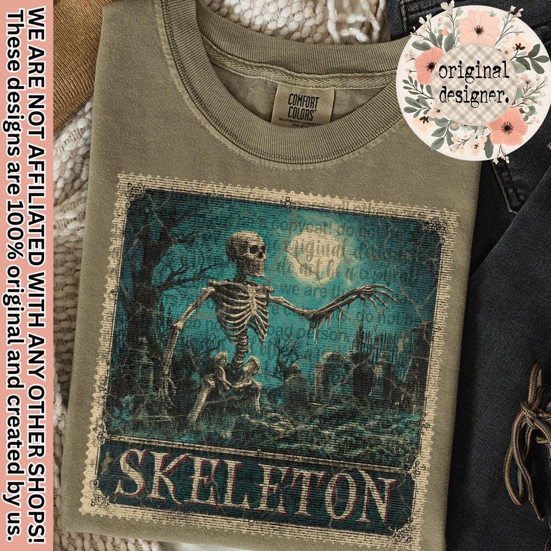 Skeleton Stamp Vintage Horror Design | Digital Download | PNG File ...