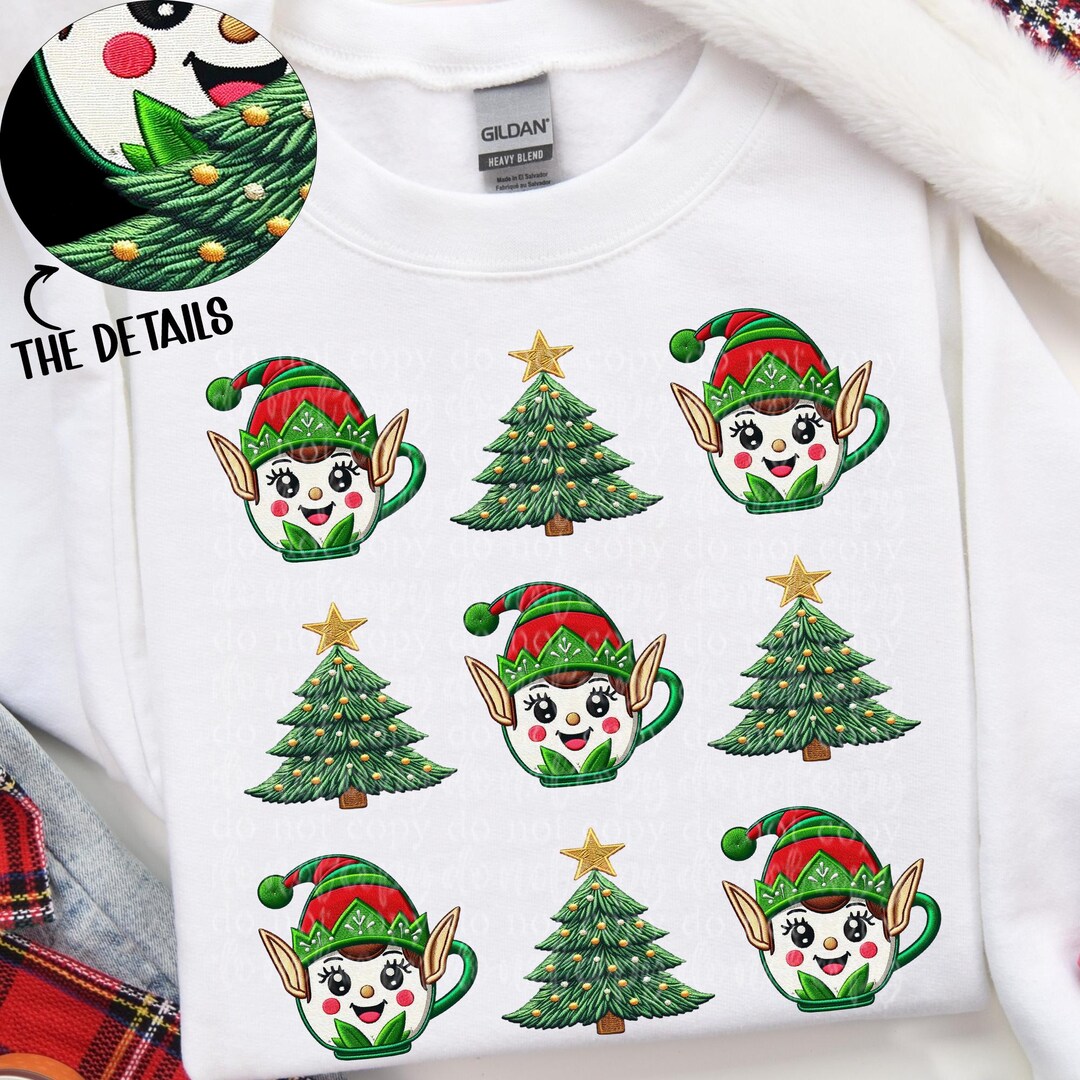 Brewing Mischief and Trees Faux Embroidery Design Digital Download PNG ...