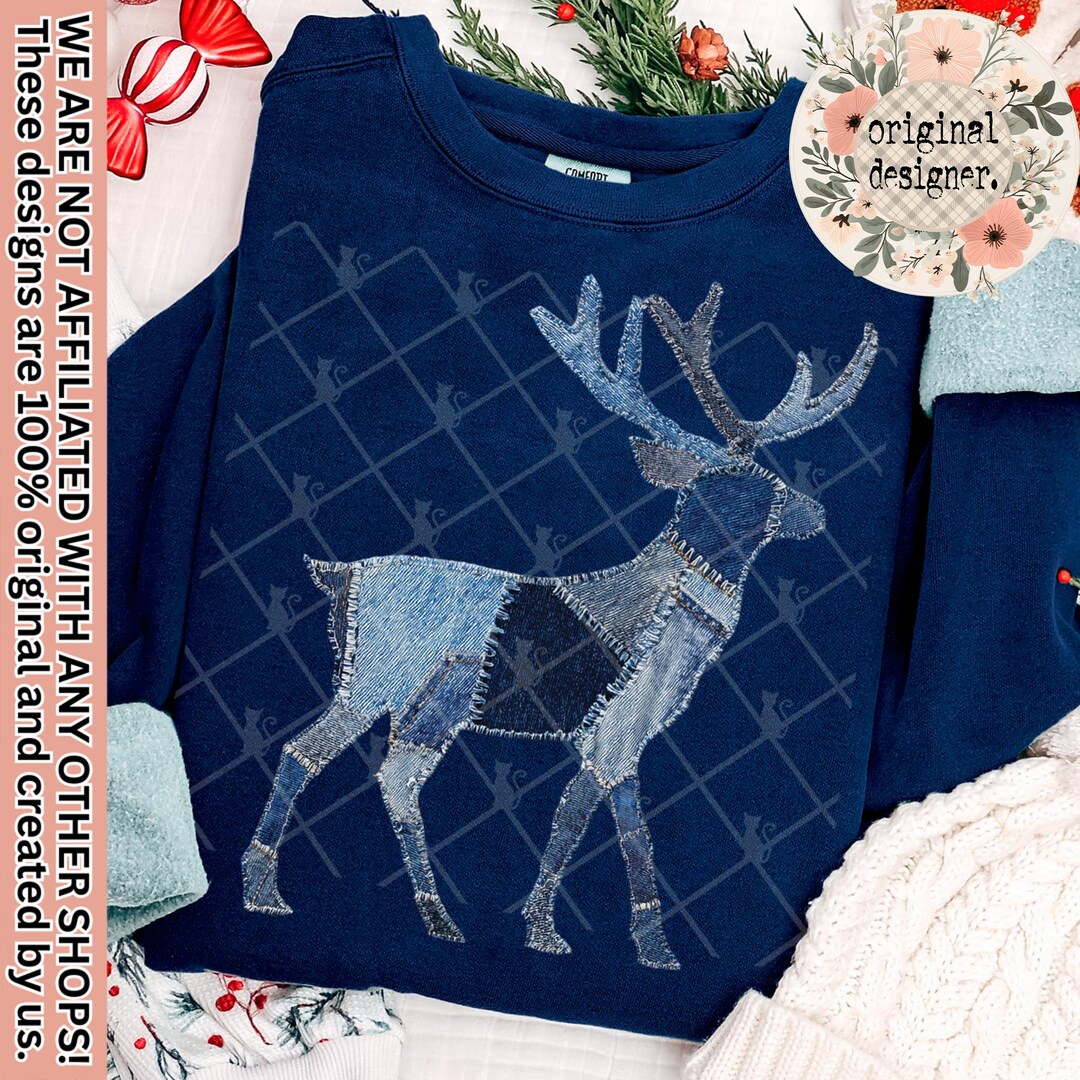 Denim Look Reindeer Sublimation - DTF Design | Digital Download | PNG ...