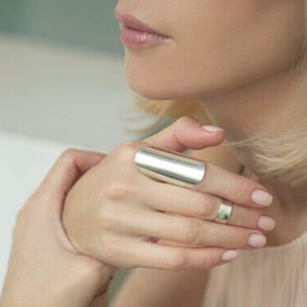 Long Silver Ring - Etsy