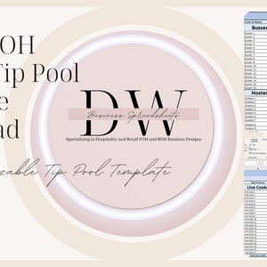 RESTAURANT TIP POOL, Instant Download for Front and Back of House ...